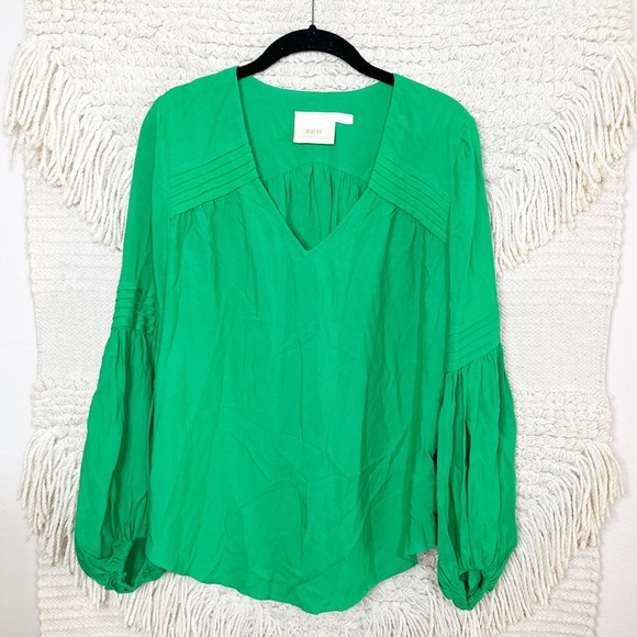 Anthropologie | Tops | Anthropologie Maeve Bright Green Billowy Sleeve ...